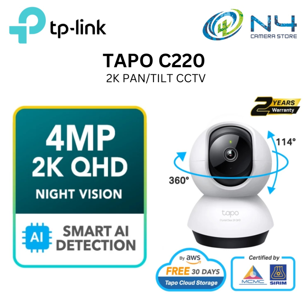 TP-Link Tapo C220 Pan Tilt AI Home Security Wi-Fi Camera CCTV Home Camera Home Security ...