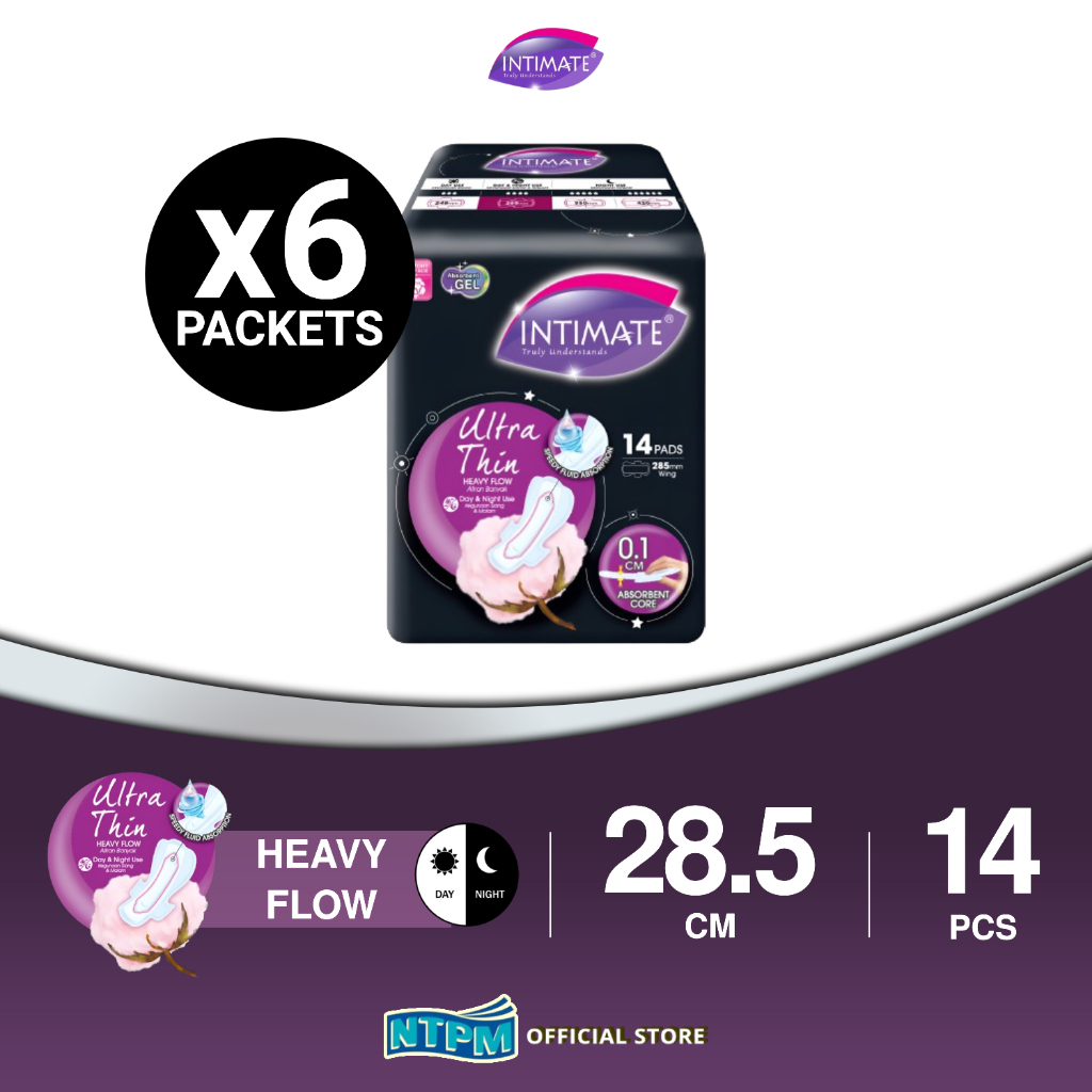 (P64) Intimate Ultra Thin Wing Day & Night 285mm (14's) x 6 Packets ...