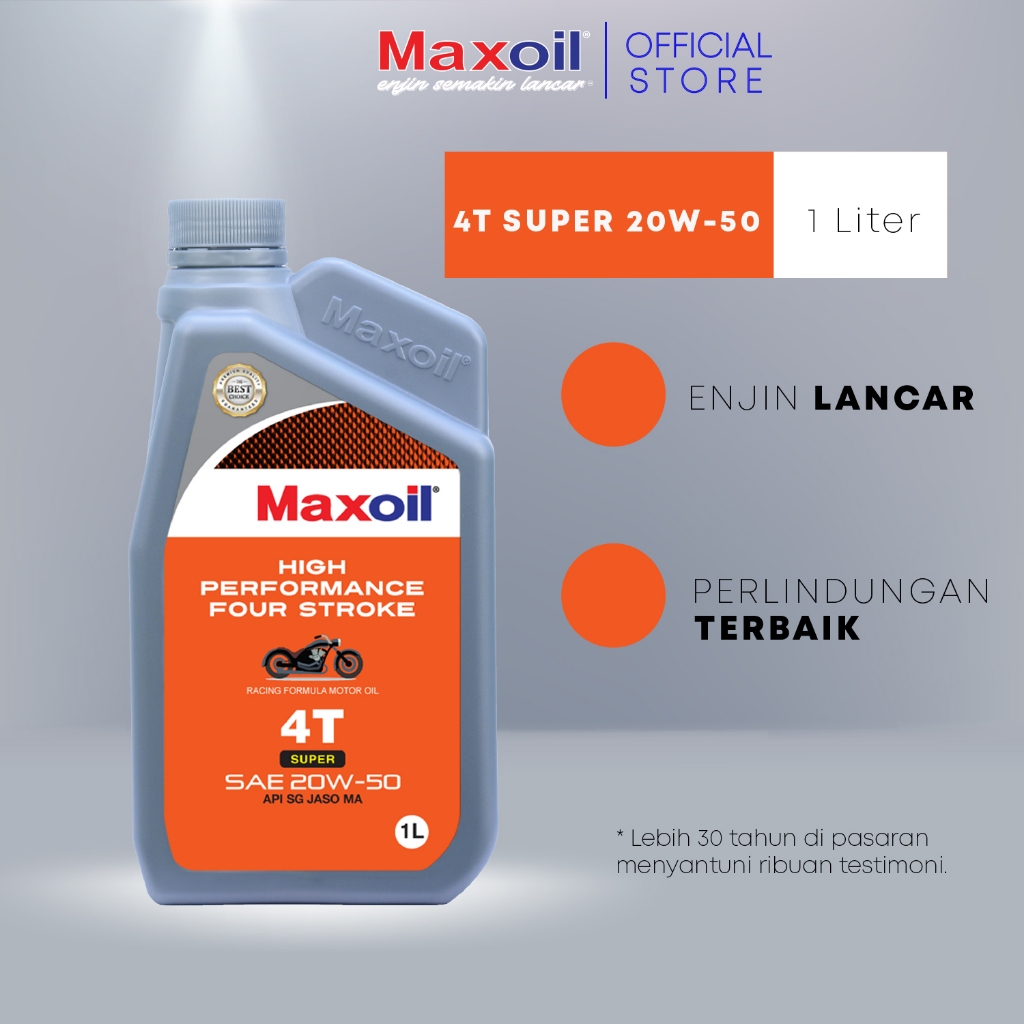 𝐌𝐀𝐗𝐎𝐈𝐋 4T SUPER High Performance Four Stroke SAE 20W50 SG/CD - 1L | Shopee Malaysia
