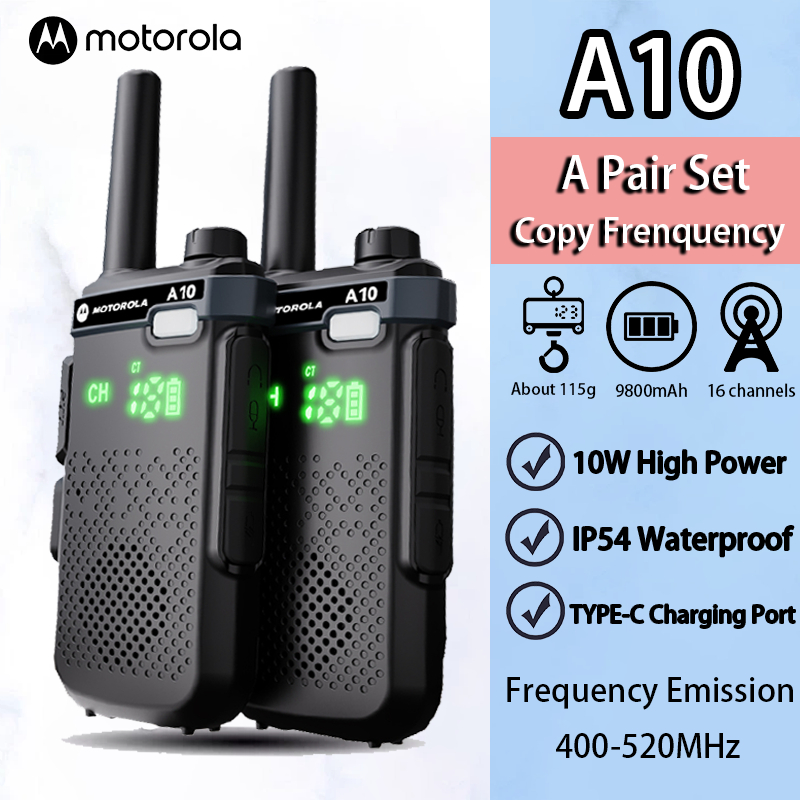 2Pcs Motorola A10 mini Walkie Talkie 10W, 10KM Range, 400-520MHz ...