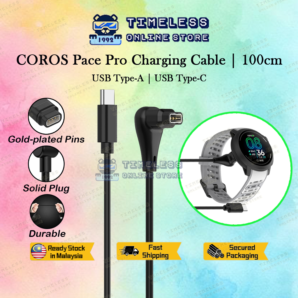 🇲🇾 COROS Pace Pro Charging USB Cable 100cm, USB Type A or USB Type C, 3 Months Warranty Charger ...