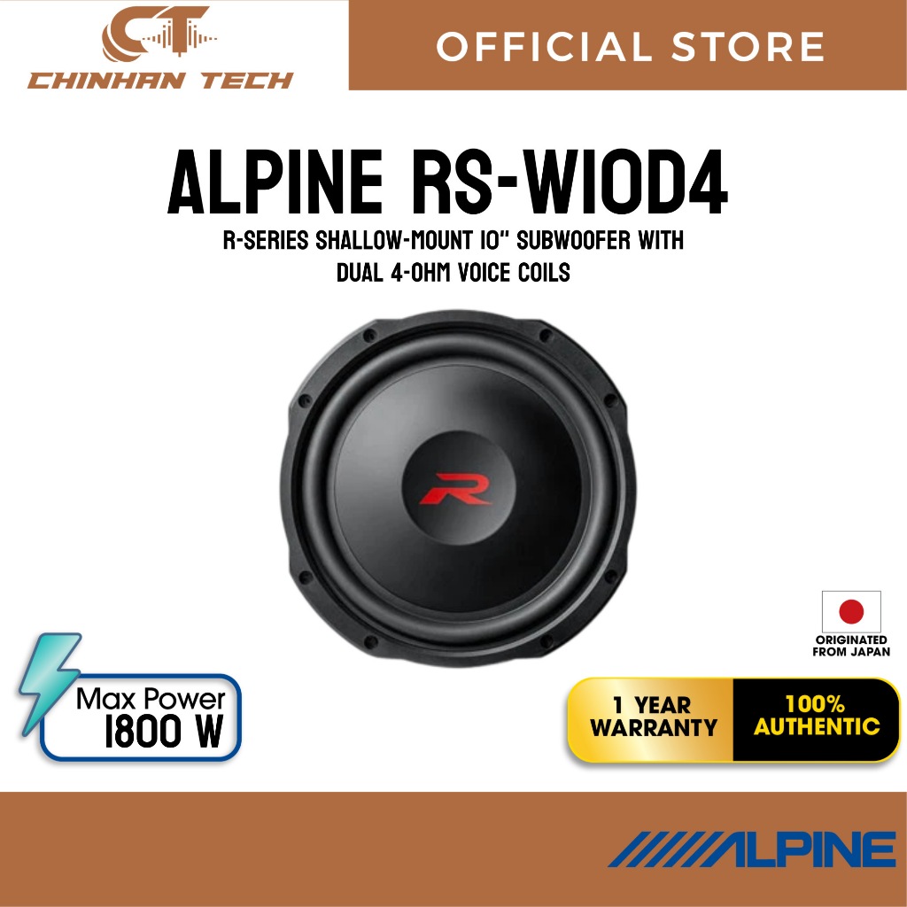 Alpine RS-W10D4 R-Series shallow-mount 10" subwoofer with dual 4-ohm voice coils | Shopee Malaysia