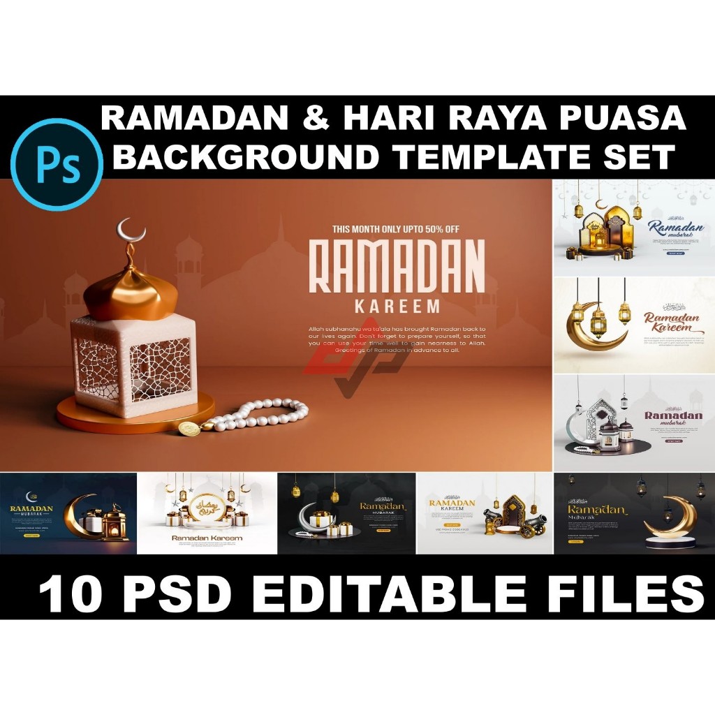 [PSD Template] 10 PSD Bulan Ramadan & Hari Raya Puasa Background ...