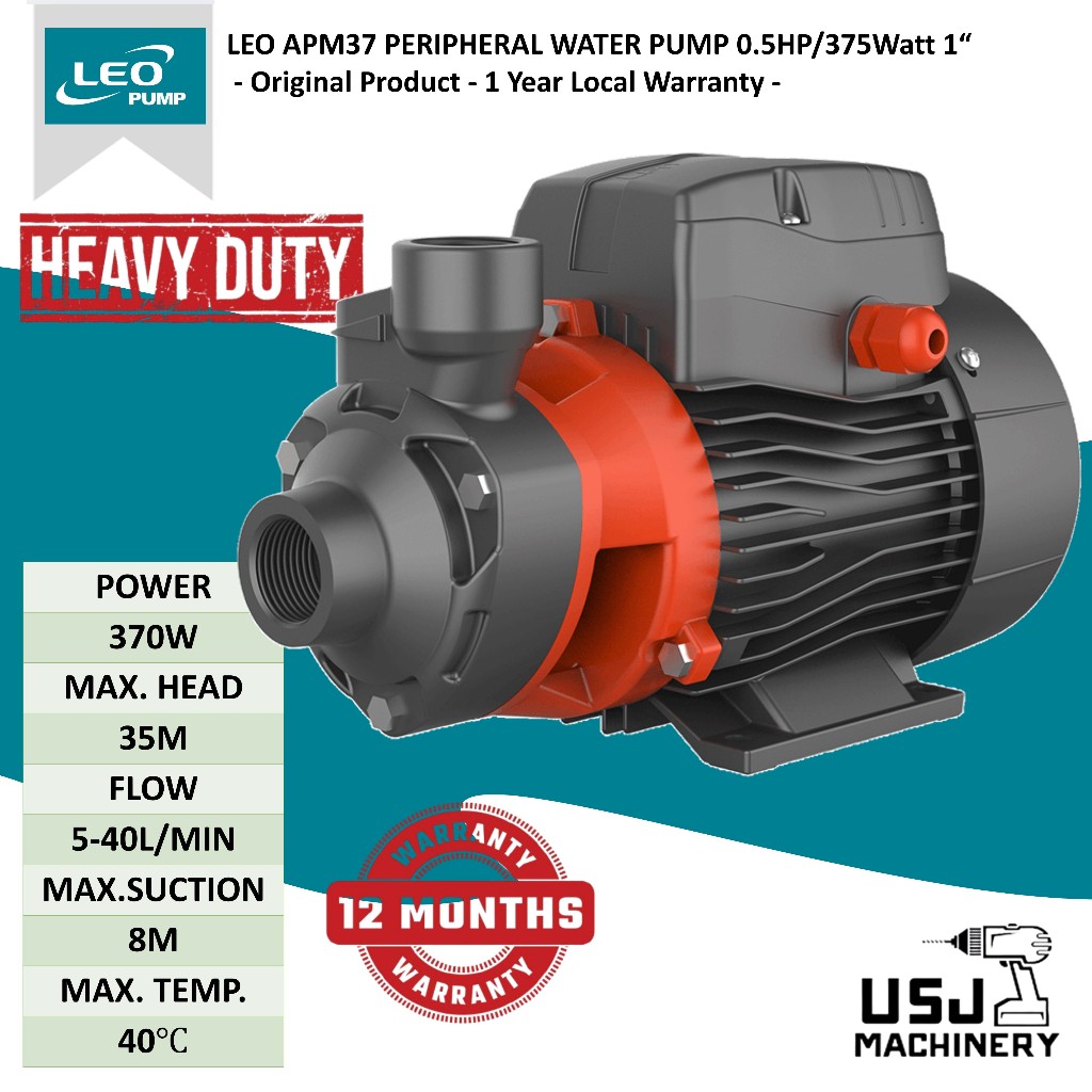 LEO APM37 PERIPHERAL WATER PUMP 0.5HP/375Watt 1" - Original Product - 1 Year Local Warranty ...