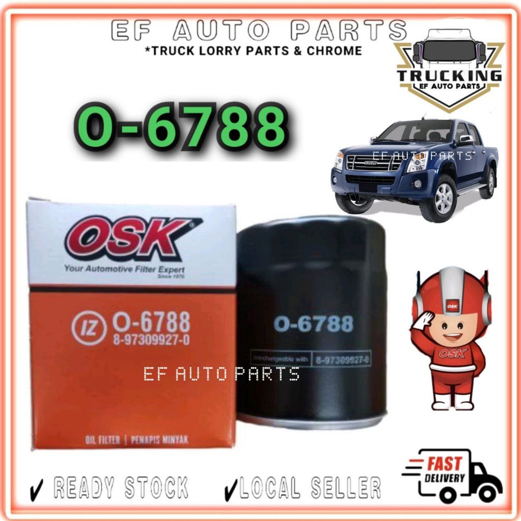 OSK O-6788 ISUZU DMAX OLD 2.5 3.0 2002-2012 OIL FILTER MINYAK CLEANER 8 ...