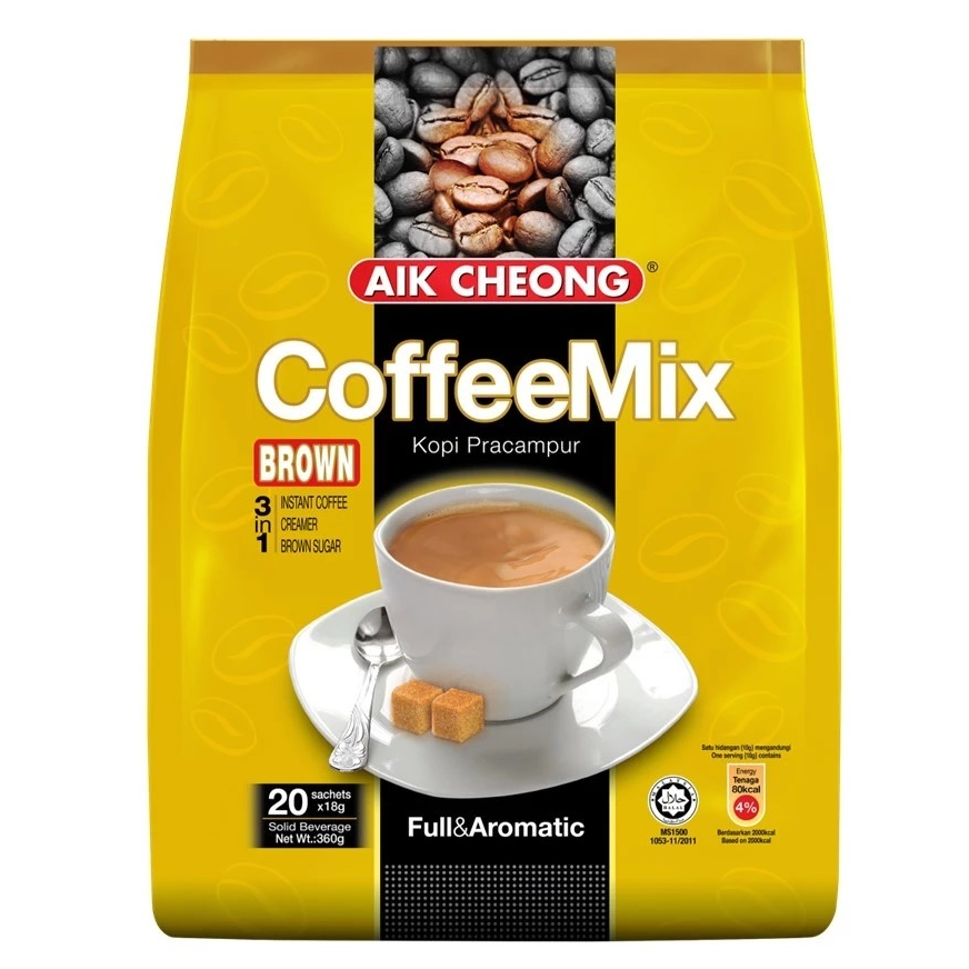 AIK CHEONG Coffee Mix Brown|3in1| [18gram x 20 sachets] Halal | Shopee Malaysia