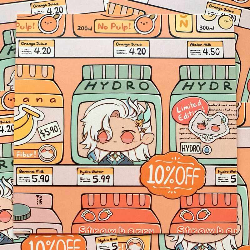 Neuvillette Artcard 10x10cm genshin impact fan made merchandise ...