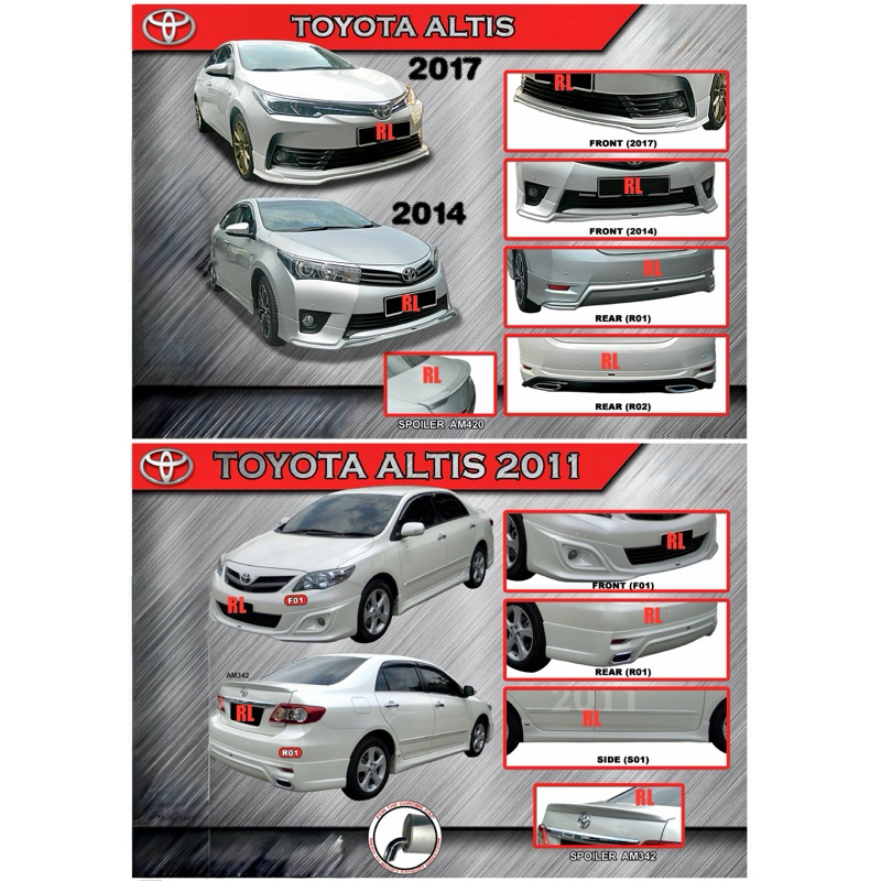 Toyota altis 2011 2012 2013 2014 2015 2016 2017 2018 RL bodykit body ...