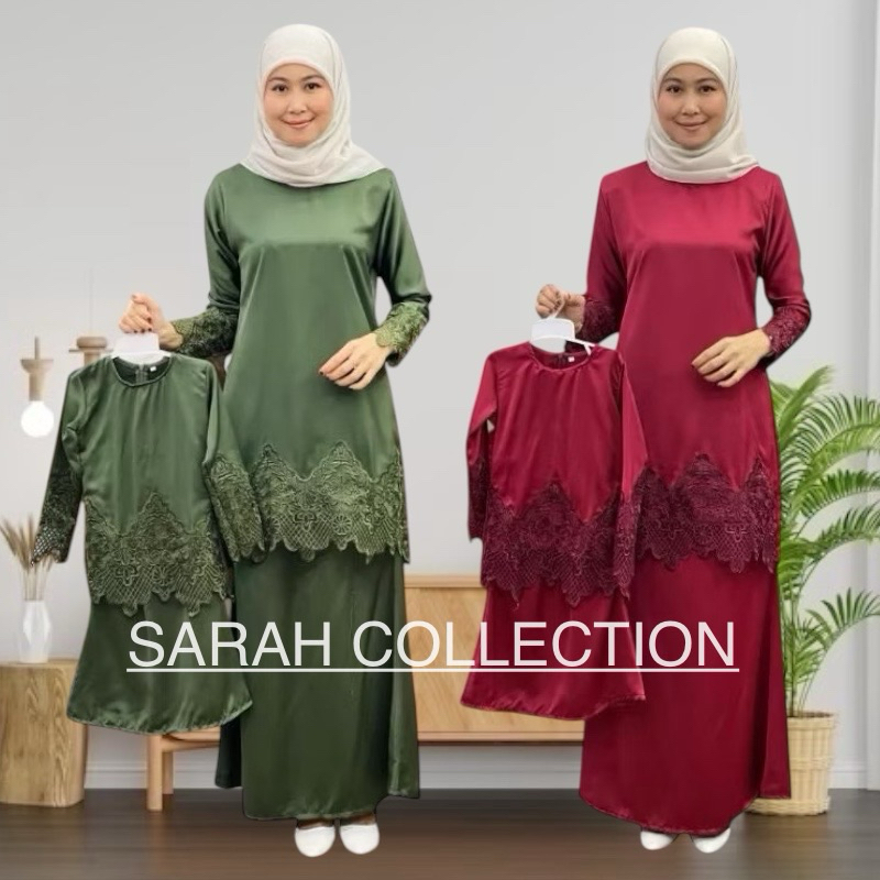 Family Set Raya Kurung Premium Satin Lace 12 Hot Colors Available Raya ...