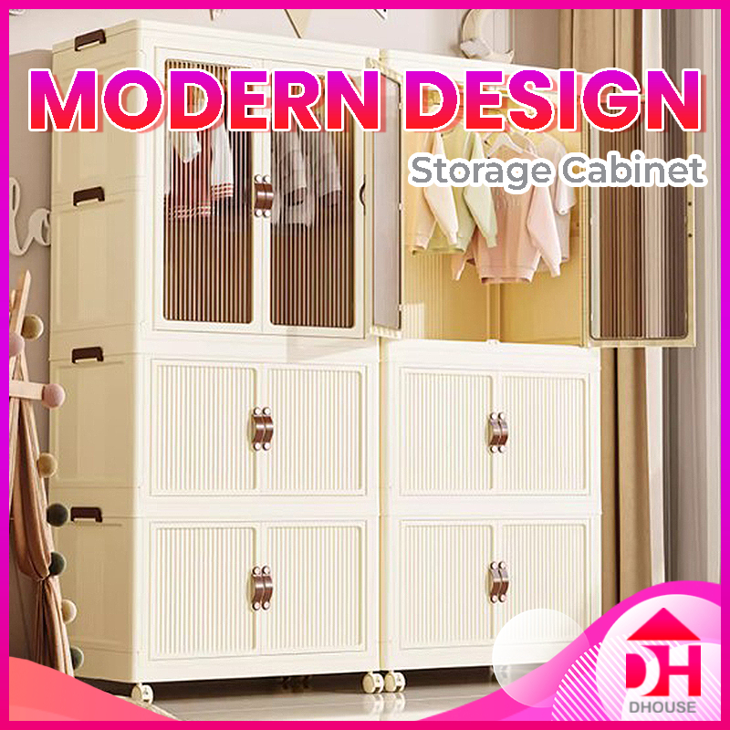 2 Doors Wardrobe Storage Versatile Foldable Stackable Storage Pulley ...