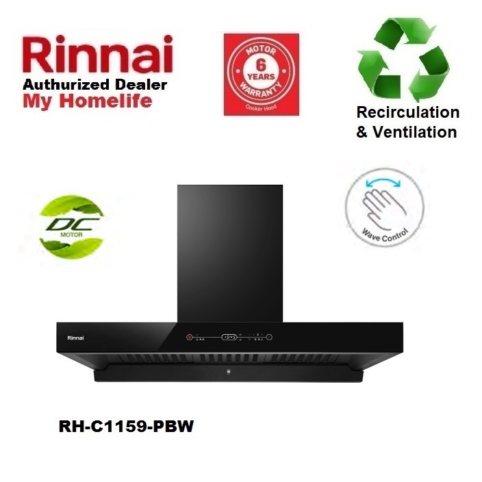 RINNAI RH-C1159-PBW 90cm Chimney Hood / DC MOTOR / VENTILATION ...