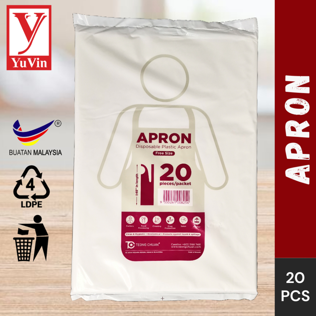 Disposable LDPE Plastic Apron / Isolation Gown Plastic / Apron Pakai ...
