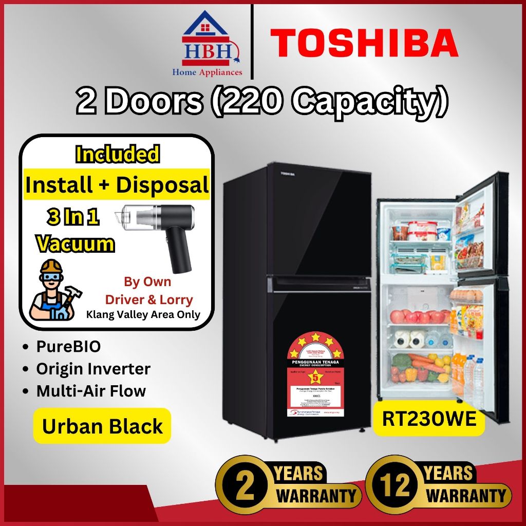 (Free Install) Toshiba | 220 L 2 Door Fridge | GR-RT230WE-PMY(SS ...