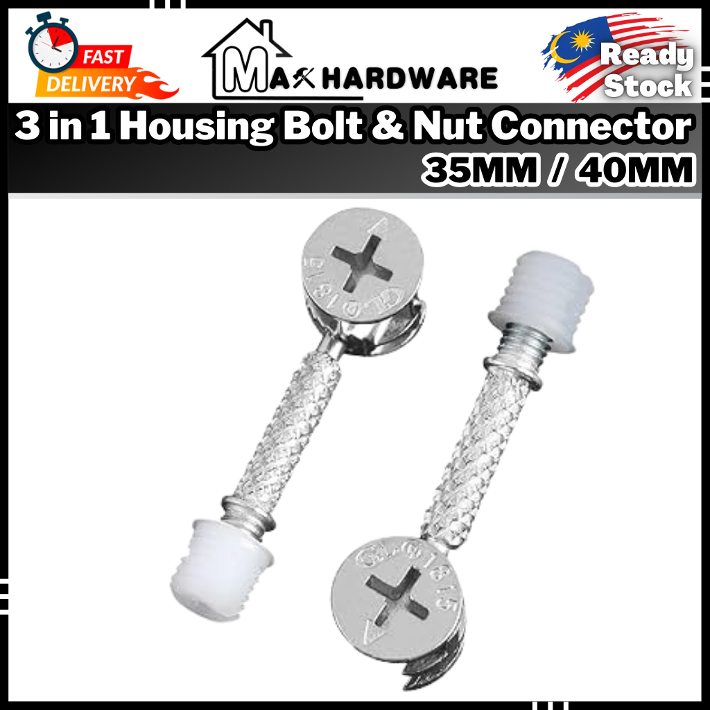 3in1 Housing Bolt & Nut Connector Parts Screw Fastener Furniture Cam ...