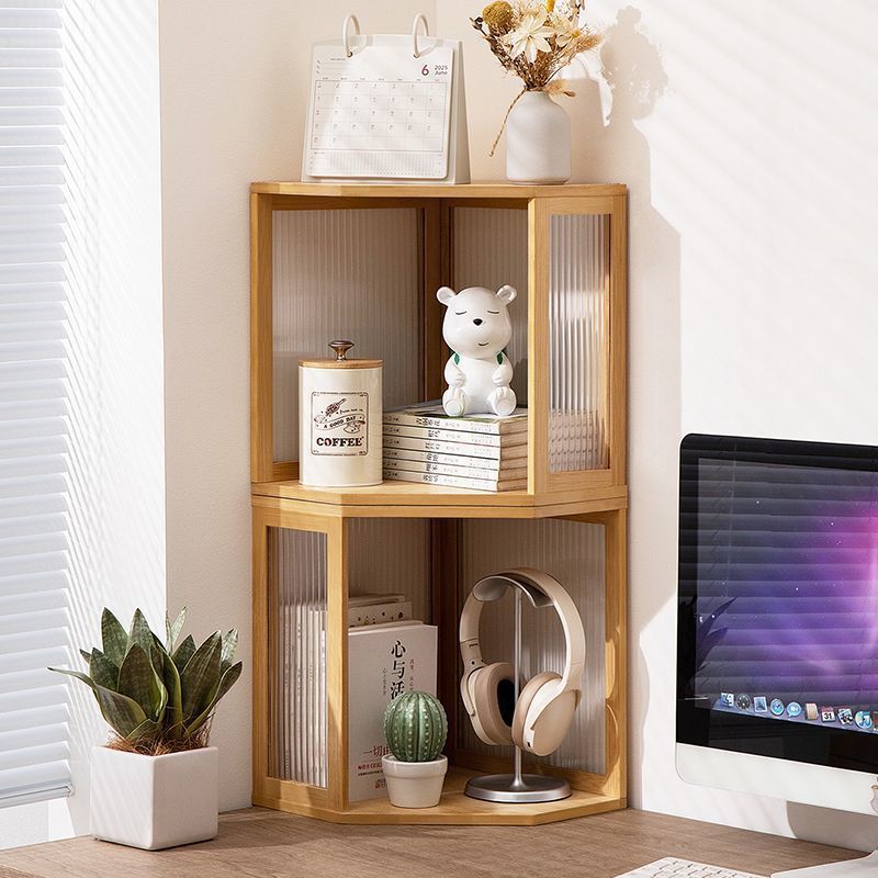 Bookshelf corner rack home student desk solid wood multi-layer bookcase ...