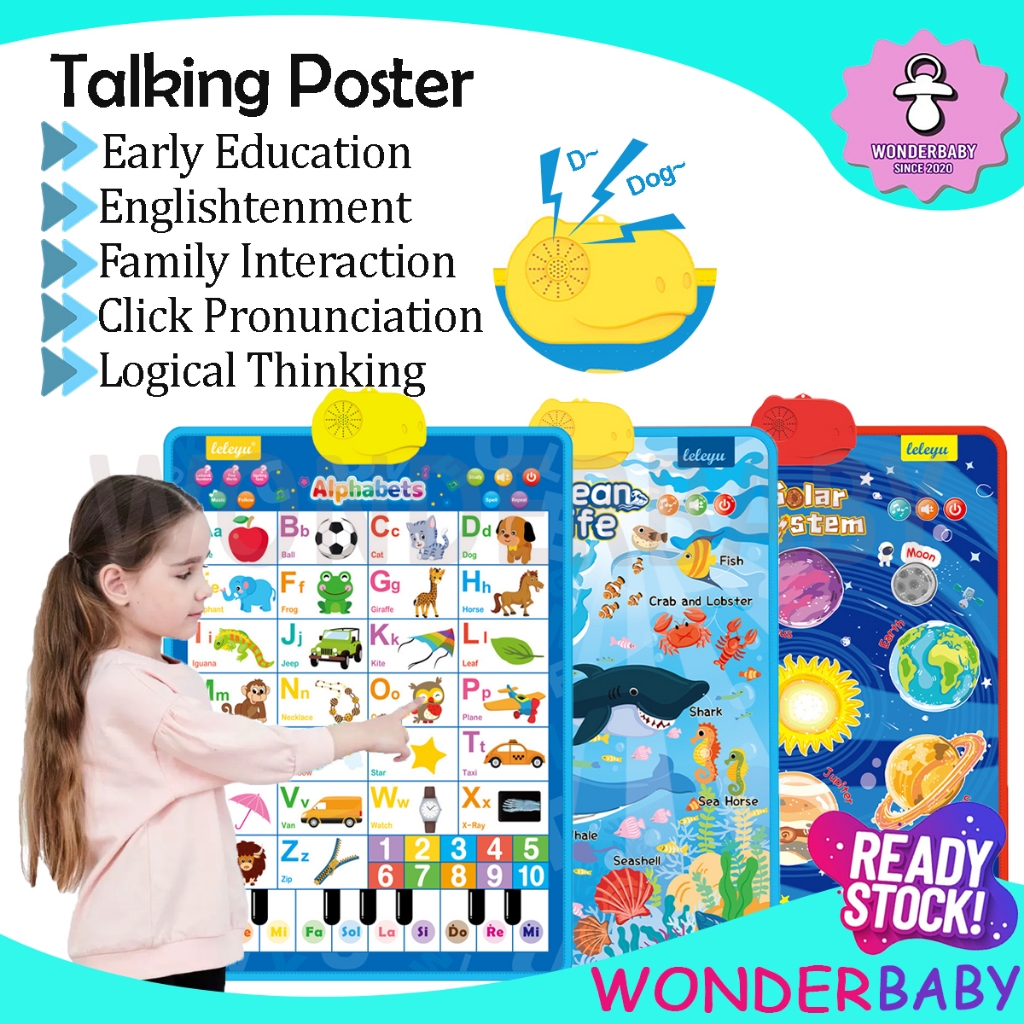 Premium English Interactive Talking Alphabet Poster ABC Wall Chart With ...