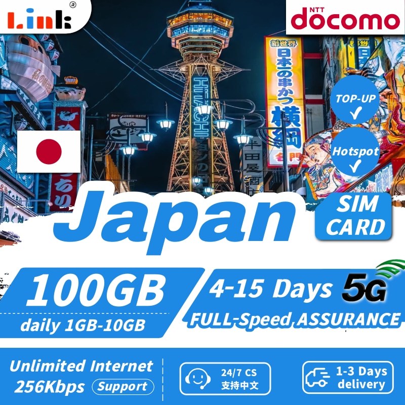 Japan travel sim card Unlimited 100GB High Speed Data IIJ/Docomo 5G SIM【 TOP UP】【 Hotspot】日本上网卡 ...