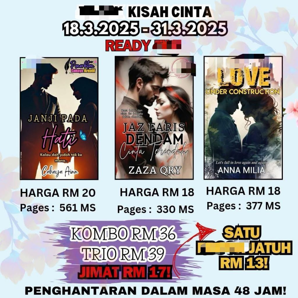 KOMBO KISAH KITA (JANJI PADA HATI-CAHAYA AINN,JAZ FARIS DENDAM CINTA TERINDAH-ZAZA QRY,LOVE ...