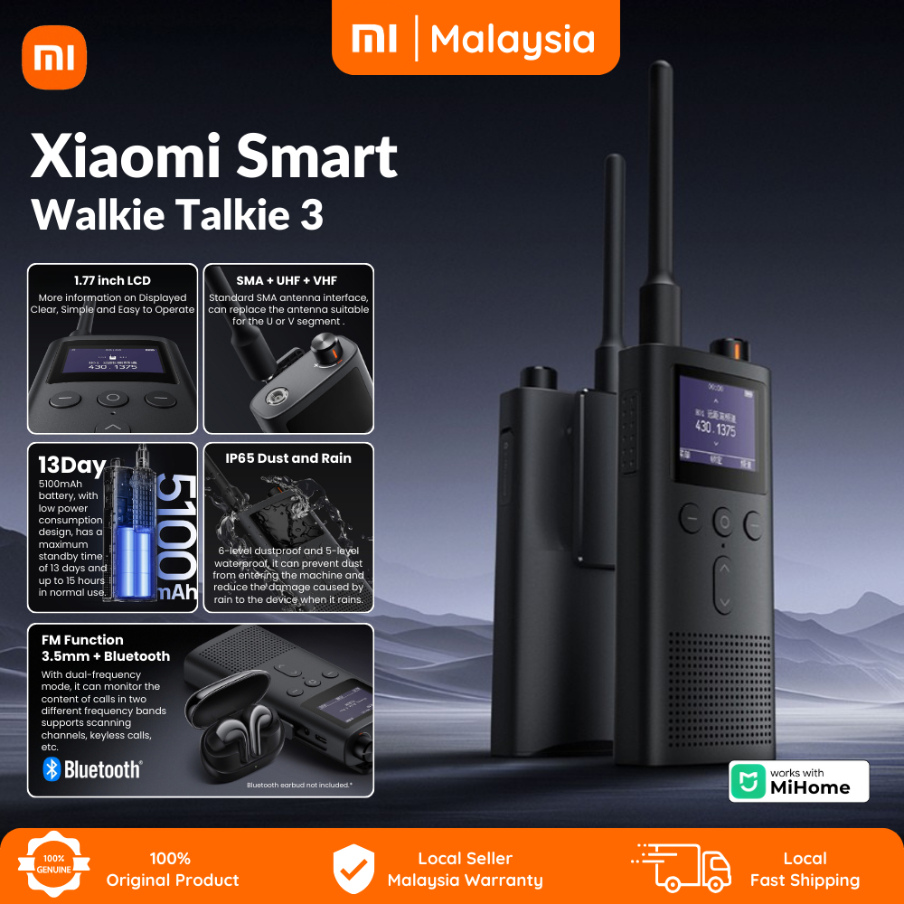 Xiaomi Mijia Smart Walkie Talkie Lite 2 3 UHF VHF Dual band FM Radio ...