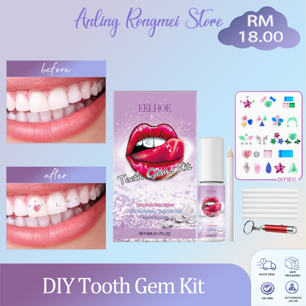 EELHOE DIY Tooth Gem Kit Teeth Decoration Ornament Jewelry Kit With UV ...