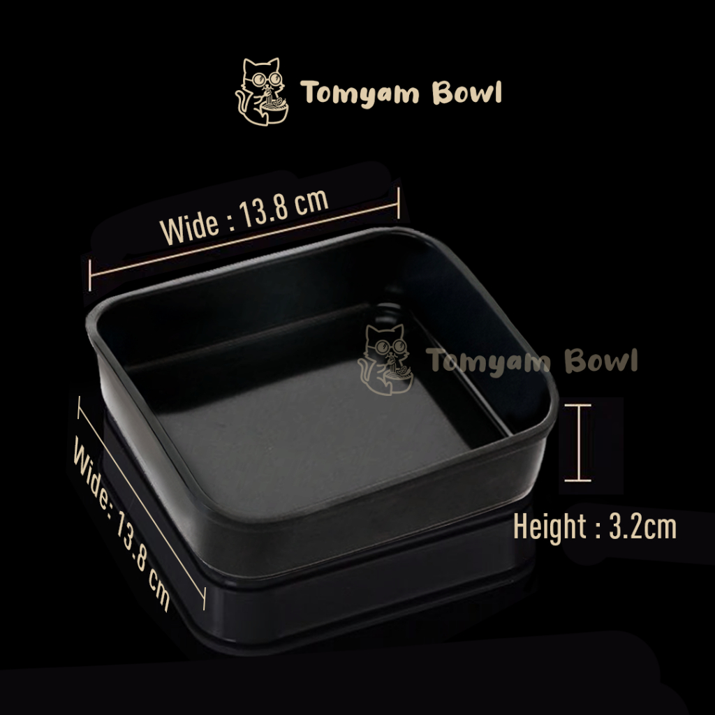 Melamine Square Plate for Steamboat BBQ Meat Plate Stackable (Black ...