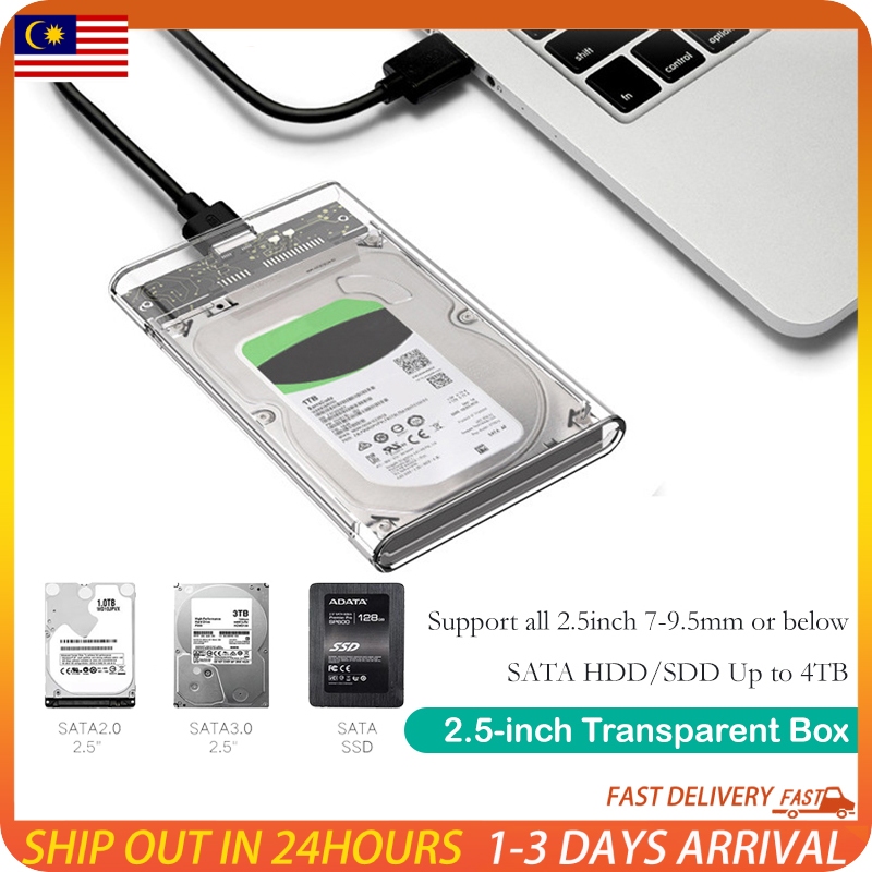 External Hard Disk Case 2.5 inch Free SATA to USB 3.0 Cable Transparent ...