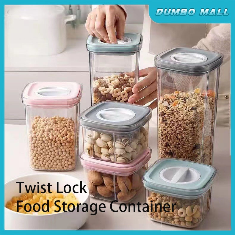 Food Storage Container Airtight Twist Lock Transparent Kitchen ...