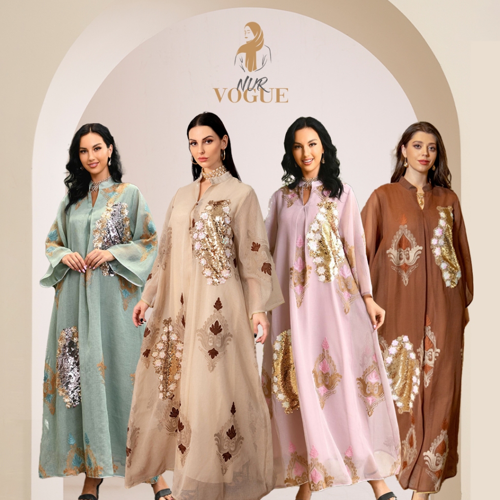 NUR VOGUE II AB162 Gaun Malam Wanita Bersulam Labuci Elegan / Dress ...