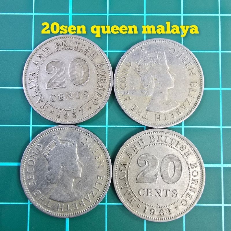 (B30) duit syiling 20sen malaya queen duit lama syiling lama antique ...