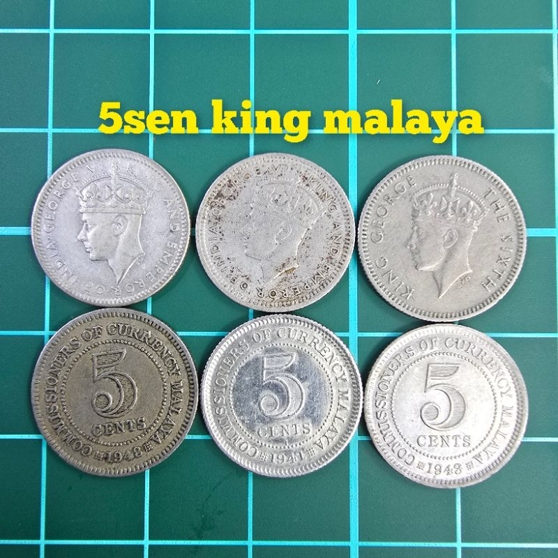 (B27) duit syiling 5 sen malaya king duit syiling lama duit lama antik ...