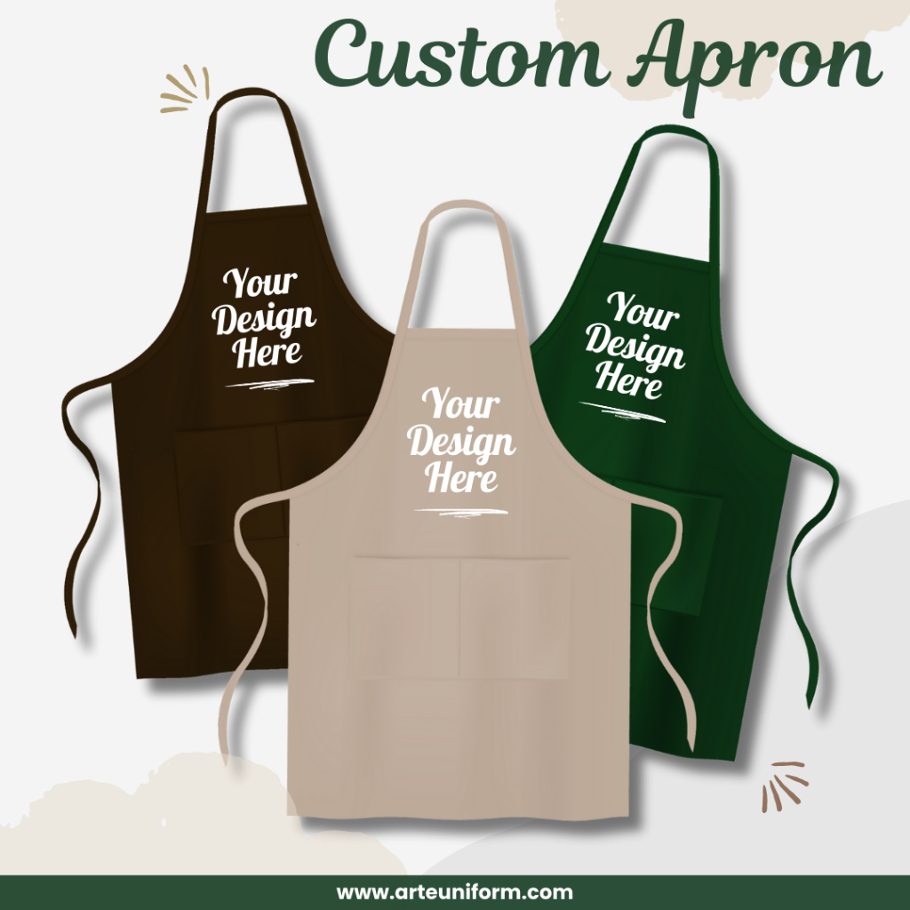 CUSTOM Apron Printing Cetak Apron Polyester Two Pocket Full Apron Chef ...