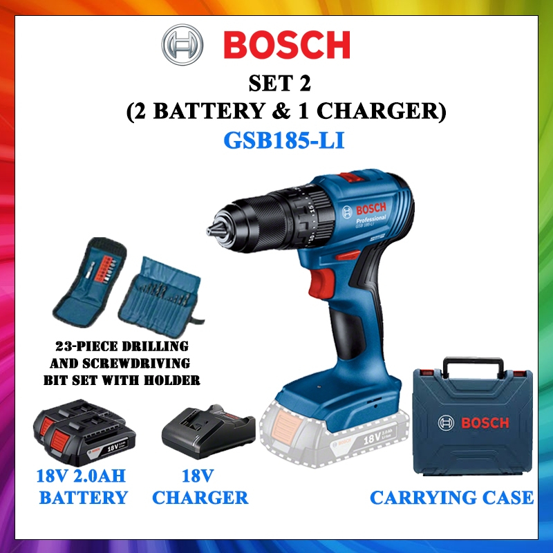 BOSCH GSB 185-LI BRUSHLESS MOTOR CORDLESS IMPACT DRILL GSB185-LI ...