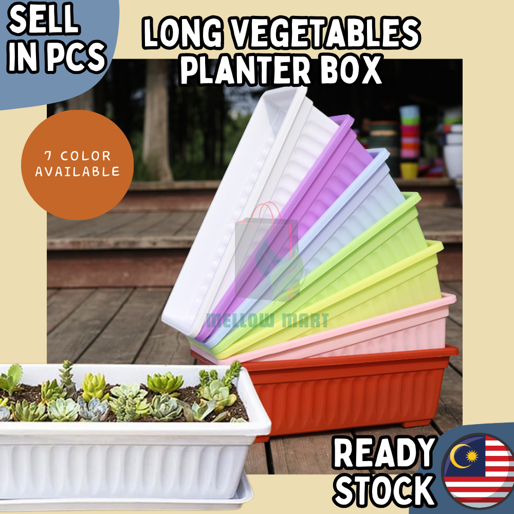 MELLOWMART [WITH TRAY] Long Rectangular Plastic Flower Vegetable ...
