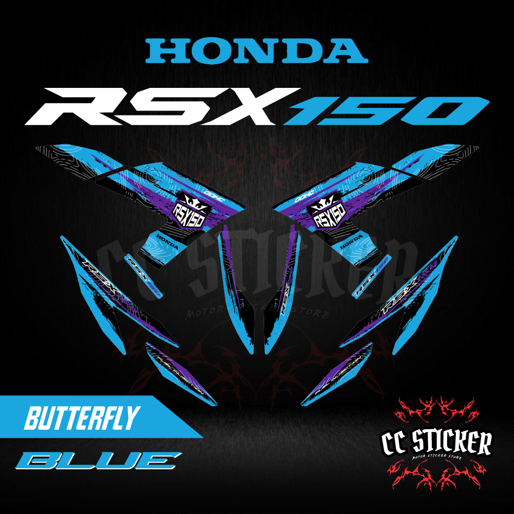 HONDA RSX 150 | MOTOR STRIPE STICKER 2024 BUTTERFLY BIRU CUSTOM STRIPE ...