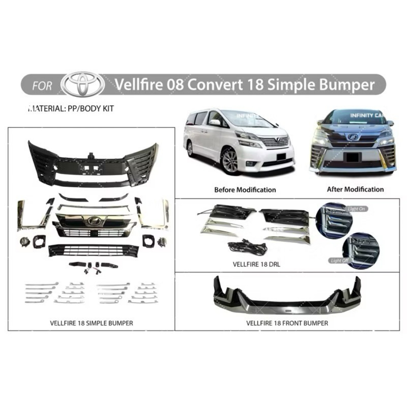 Toyota Vellfire 2008 Convert 2018 Front Bumper Front Grill Grille ...