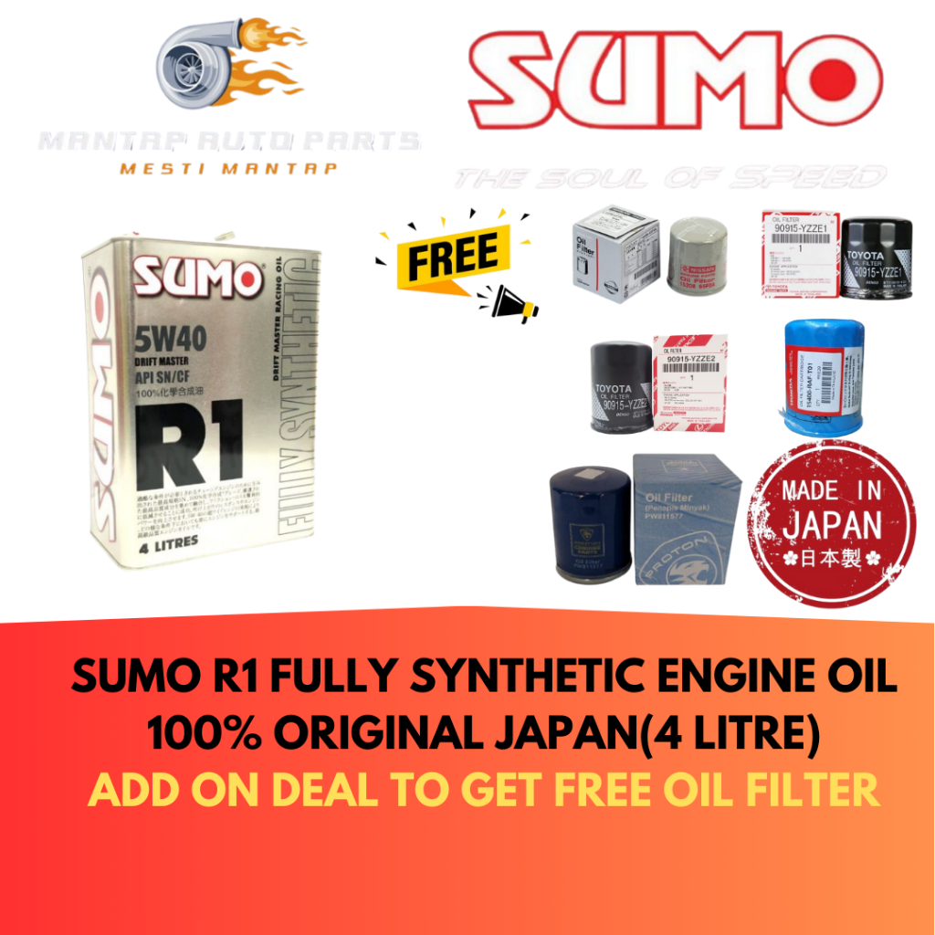 SUMO R1 FULLY SYNTHETIC ENGINE OIL 100% ORIGINAL JAPAN(4 LITRE ...
