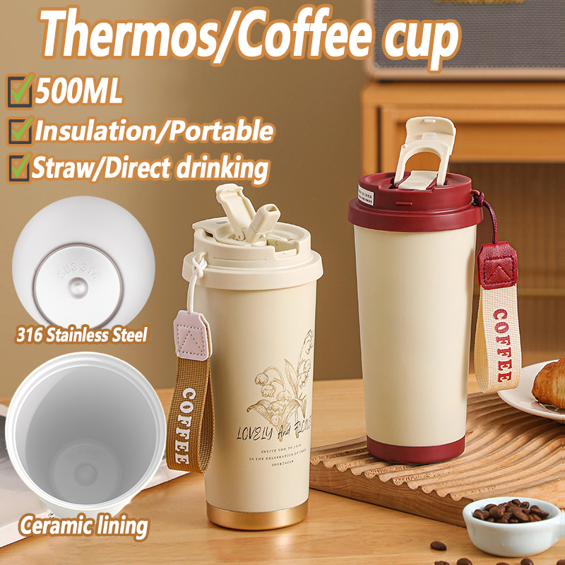 Sus316 Thermos Cup Ceramine Coated Coffee Cup Tumbler Insulated Vacuum ...