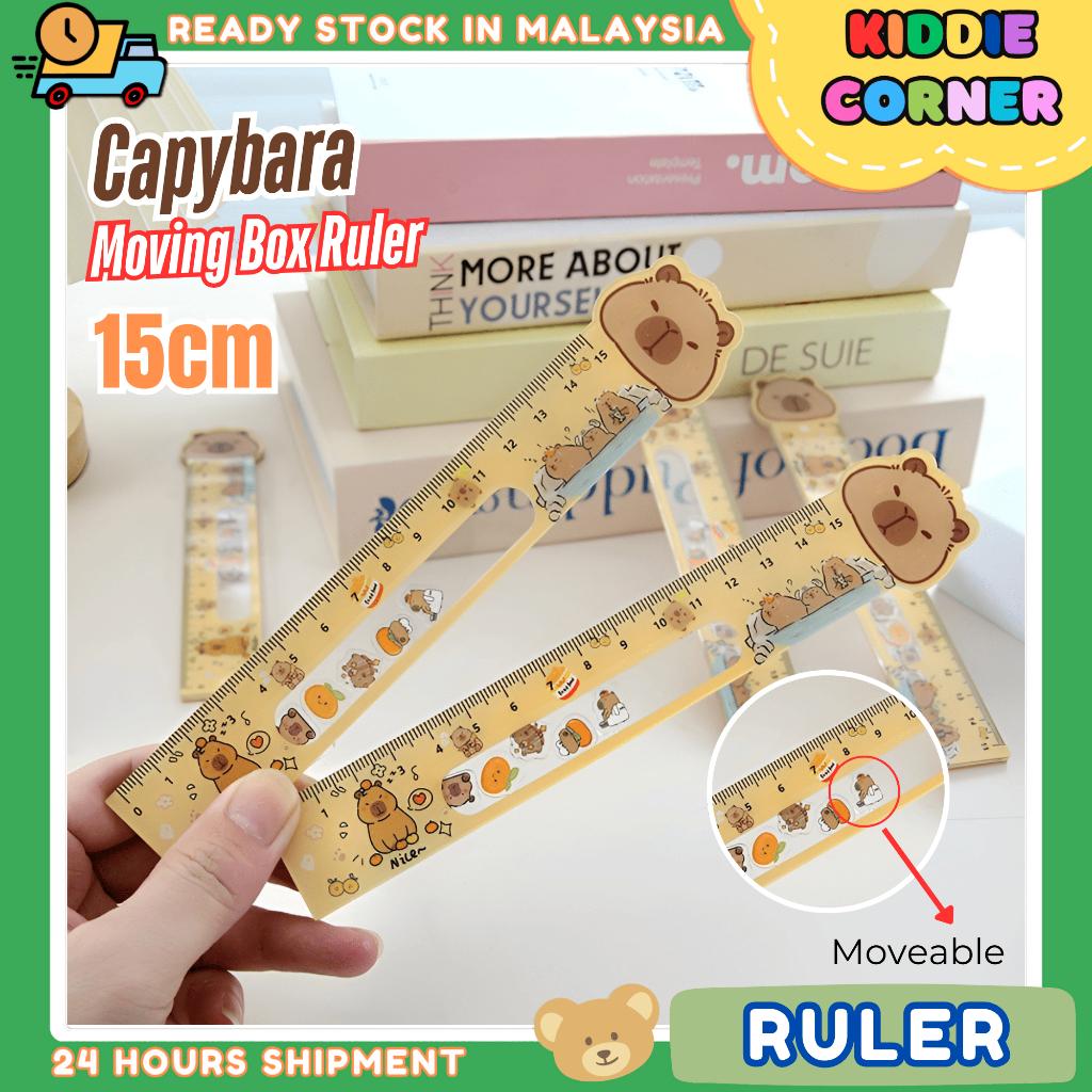 15cm Capybara moveable box sand ruler stationery plastic measurement ...