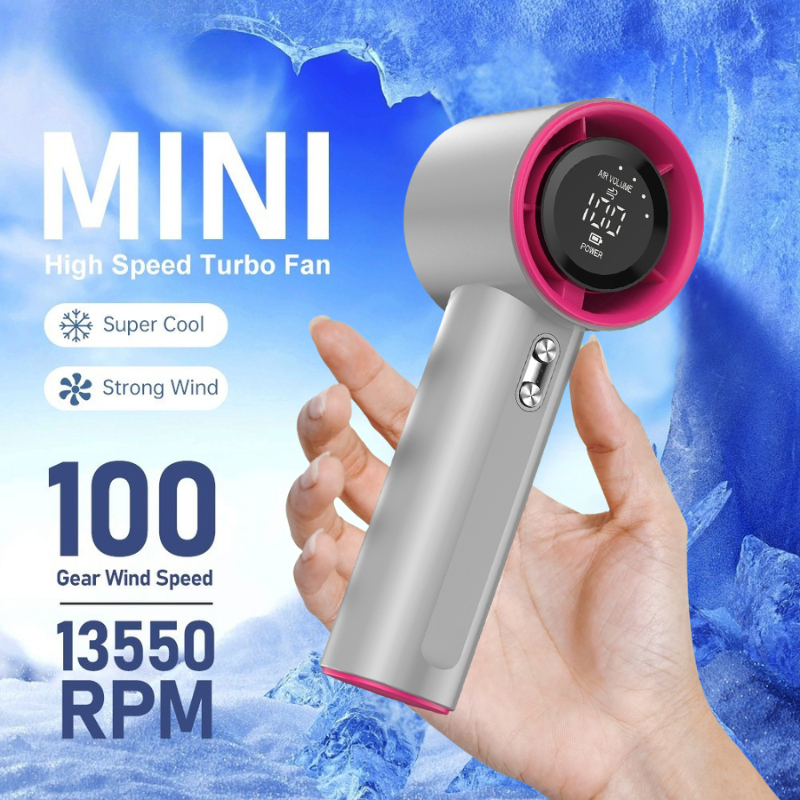 kipas mini Portable Fan Rechargeable Handheld Jet Fan 100-Gear Strong ...