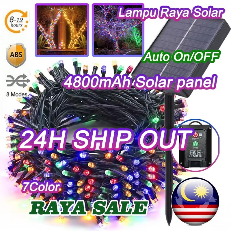 Black wire Lampu raya Solar light 22M Solar led light strip Auto On/Off ...
