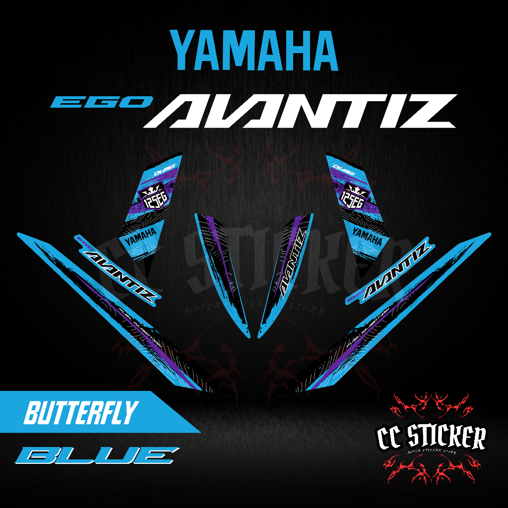 YAMAHA EGO AVANTIZ 125 | MOTOR STRIPE STICKER 2024 BUTTERFLY BIRU CUSTOM STRIPE DESIGN BODY ...