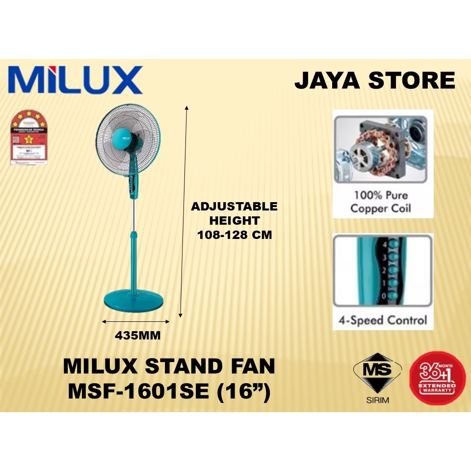 Milux 16" Stand Fan MSF-1601SE | Shopee Malaysia