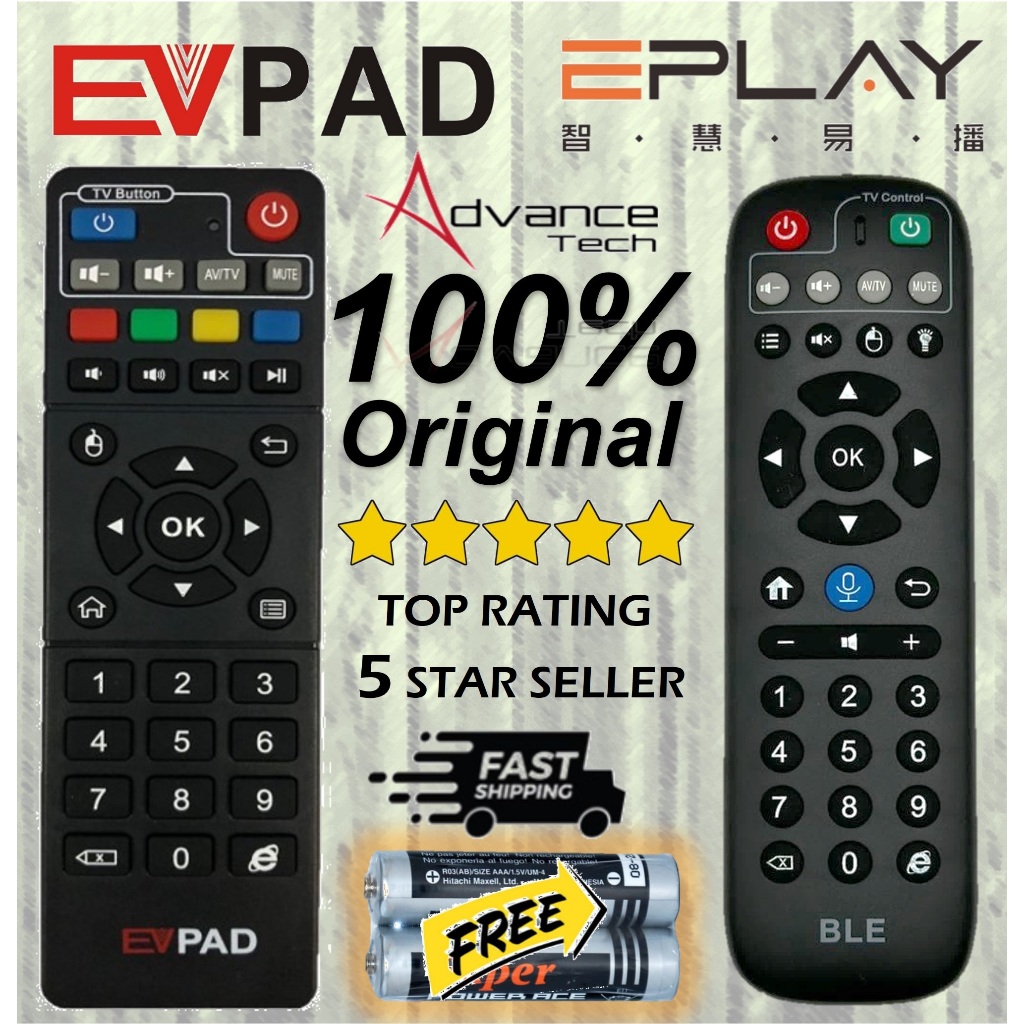 EVPAD / EPLAY / MYVIU ORIGINAL Remote Control for EVpad 2S / 3S / 5S ...