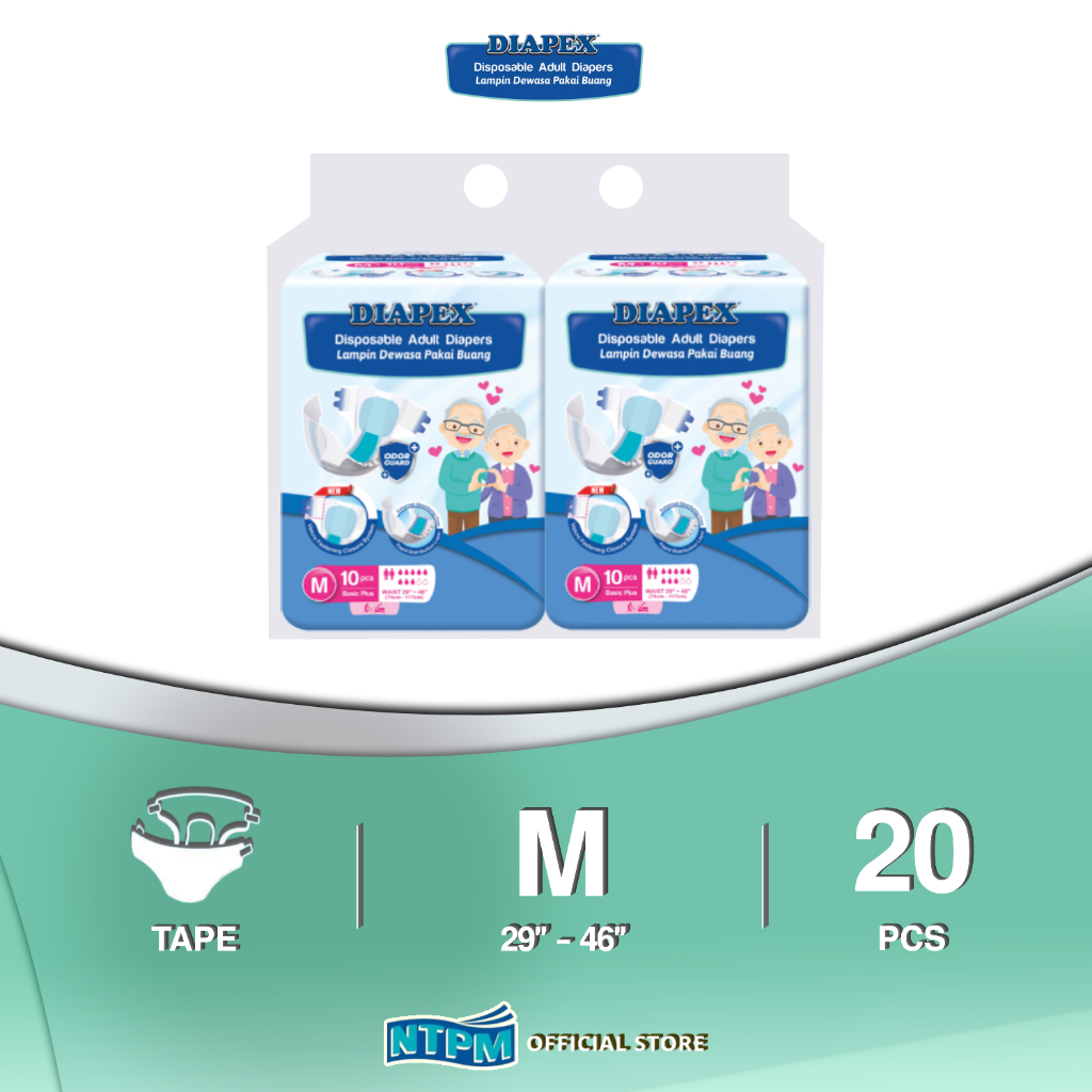 Diapex Basic Plus Adult Diapers M (10's x 2) | Shopee Malaysia