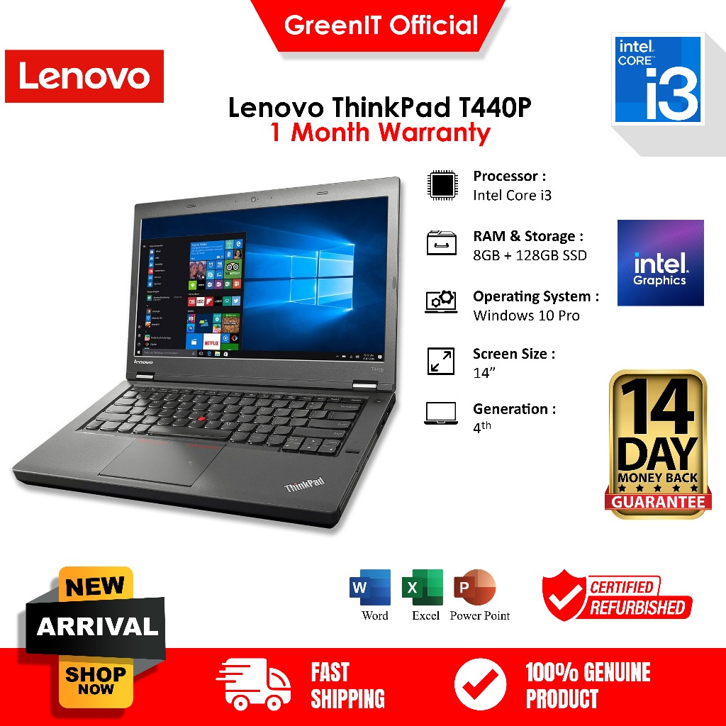 Lenovo ThinkPad T440P - Intel Core i3 - 4th Generation - 8GB RAM ...