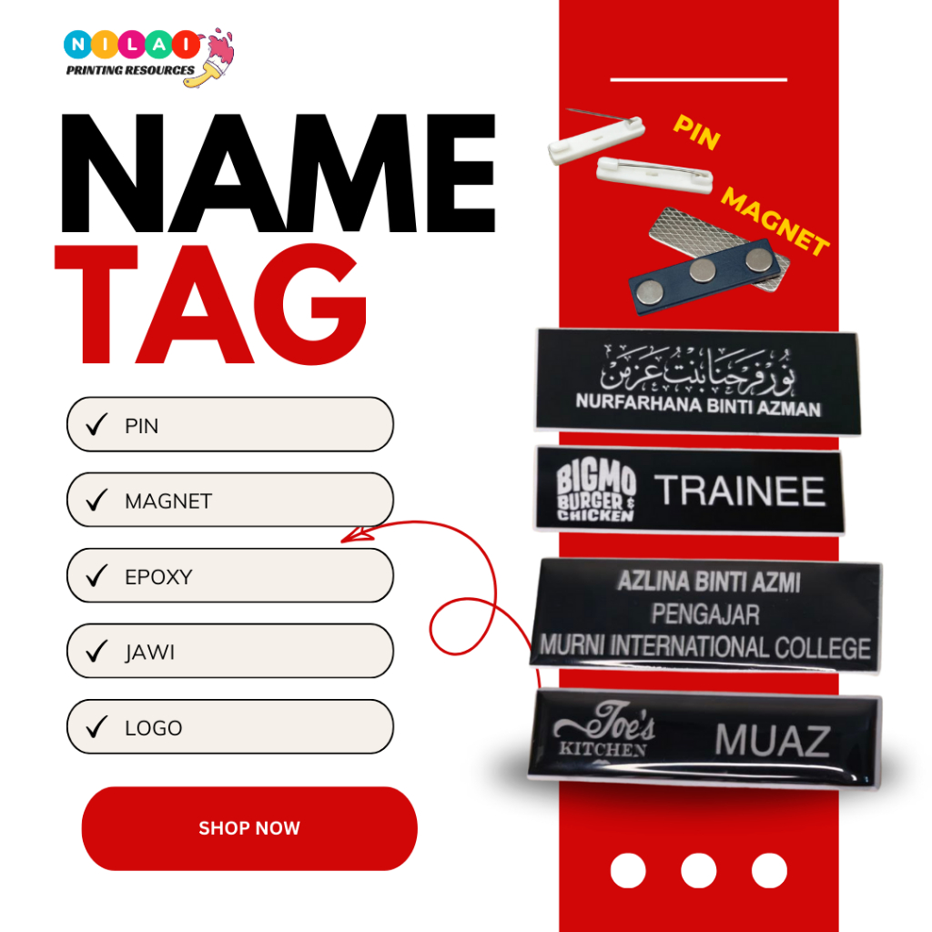 TAG NAMA PIN & MAGNET Cikgu, Murid ,Pekerja Pejabat | Shopee Malaysia