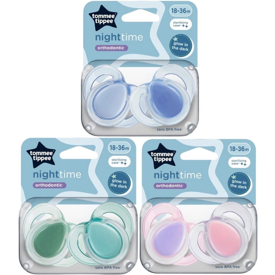 Tommee Tippee Night Time Orthodontic Pacifier - 2 Pcs | Shopee Malaysia