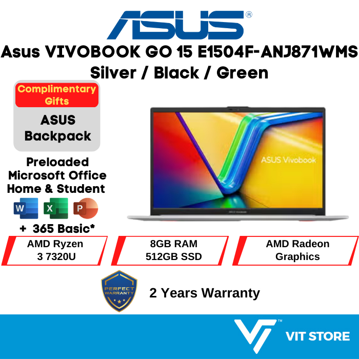 ASUS VIVOBOOK GO 15 E1504F-ANJ871WMS Silver / Green / Black AMD Ryzen ...
