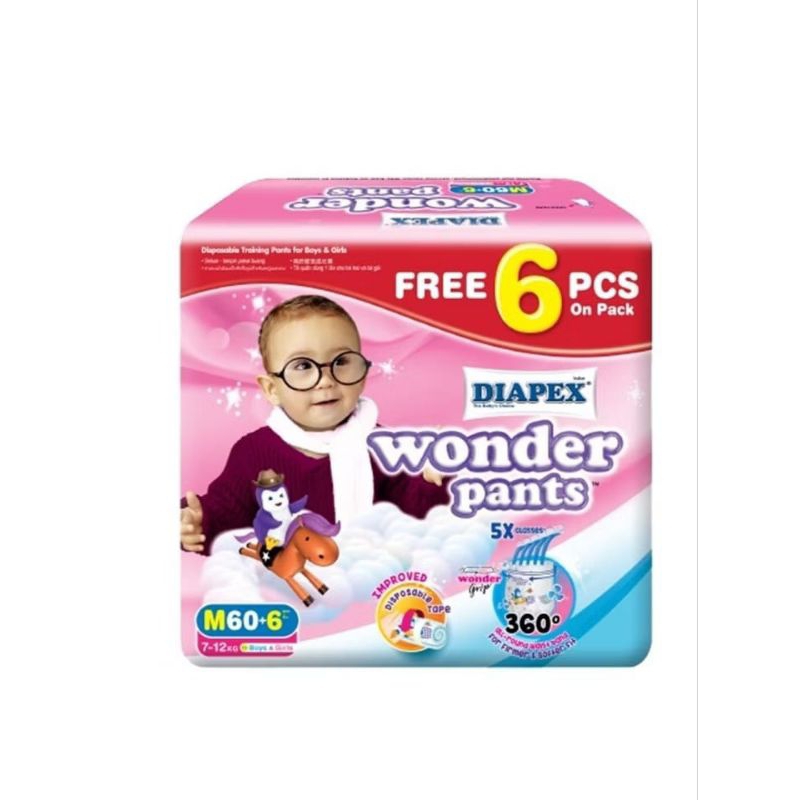 Diapex Wonder pants super jumbo pack M60+6/L50+6/XL40+6/XXL30+6 ...