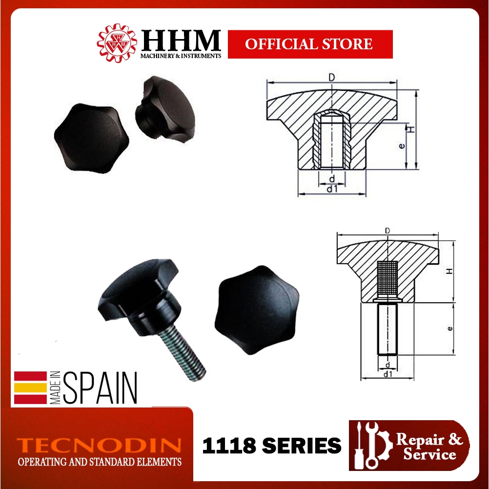 𝐓𝐄𝐂𝐍𝐎𝐃𝐈𝐍 Star Stud / Knob - 1126 T / K Series (Black Duroplast ...